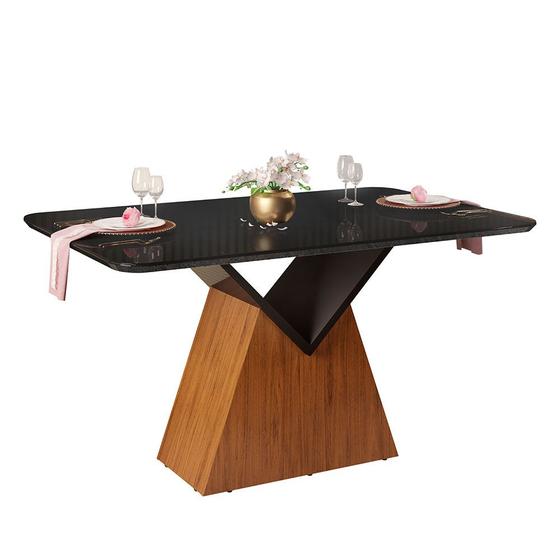 Mesa Argo Retangular 4 ou 6 Lugares tampo chanfrado curvo com vidro DJ Móveis - Outros Móveis ...