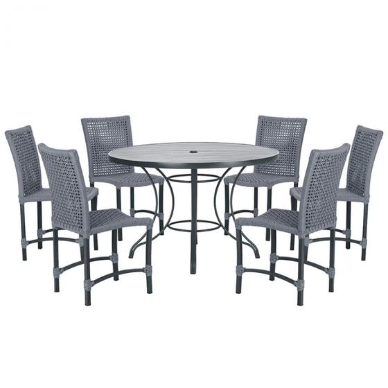 Mesa Ascoli 120 Cm com 6 Cadeiras Cannes de Alumínio, Pintura Preta e ...