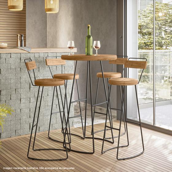 Mesa Bistrô Alta Madeira Maciça Tampo de Peroba Aurora Cor Peroba Rosa ...