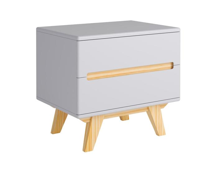 Mesa de Cabeceira Branca em Madeira e MDF com Gavetas Panteon Oppa ...