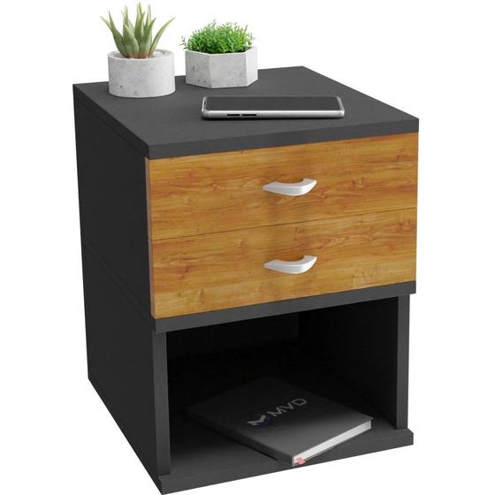 Mesa de Cabeceira Cor Preto Amadeirado MVD Móveis - Mesa de Cabeceira ...