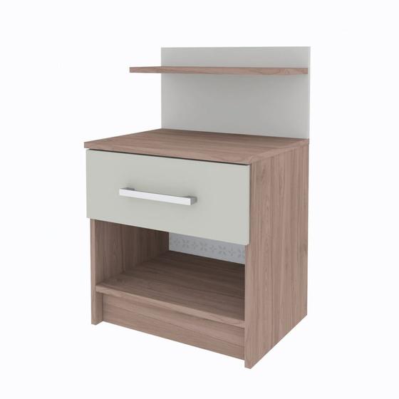 Mesa de cabeceira sm401s - slim 1 gaveta c/painel noce/offwhite ...