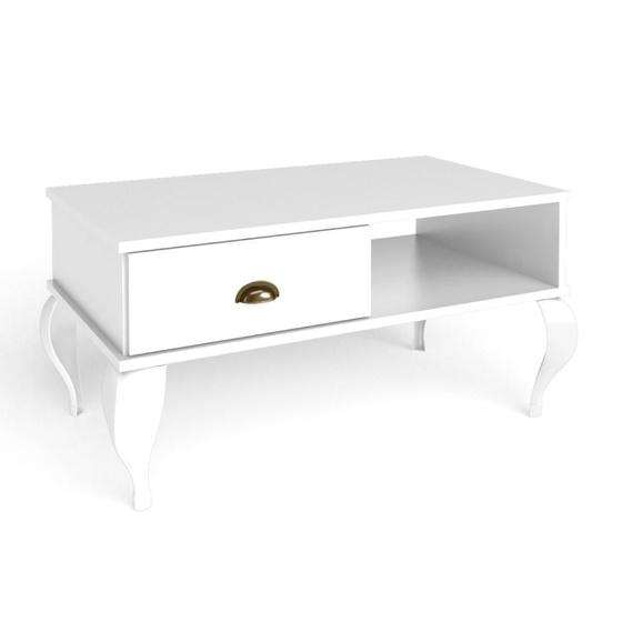 Mesa de Centro Clássica 1 Gaveta 1 Nicho Aberto - Branco - Móvel Bento - Mesa de Centro ...