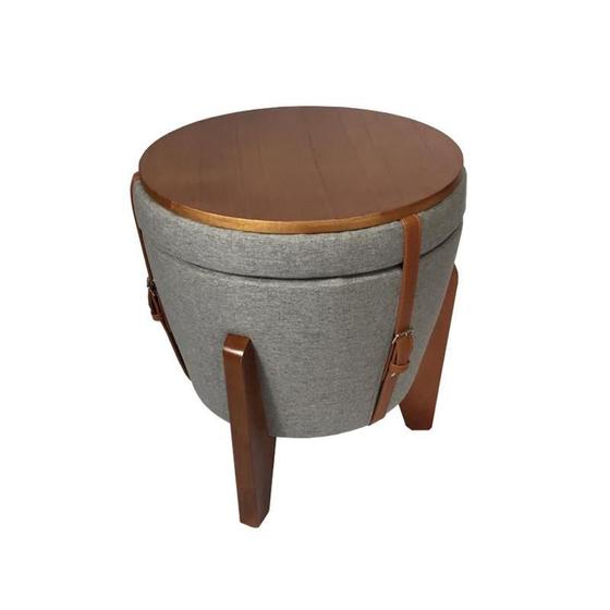 Mesa De Centro E Puff Baú Flex Linho Cinza Claro - Inove Moveis E ...