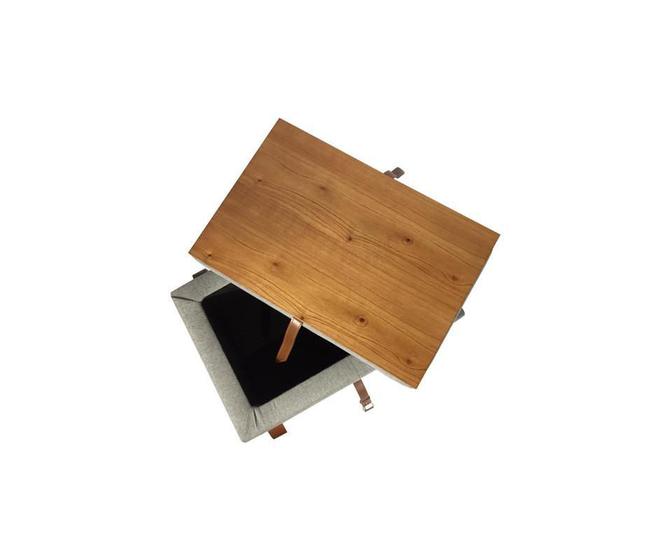 Mesa De Centro E Puff Baú Flex Retangular Linho Cinza Claro - Inove ...