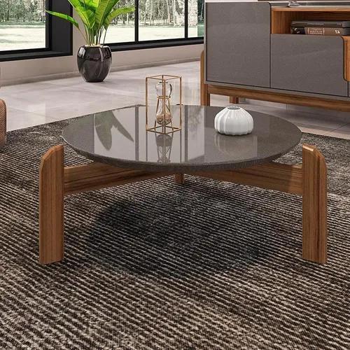 Mesa de centro para sala lizz casa d cinza/cedro - Village Móveis ...