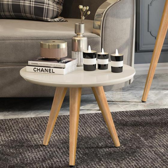 Mesa de Centro Redonda Retro Pés Palito Classic Cor Off White - Quality ...