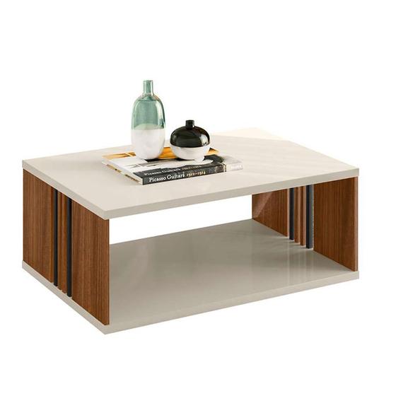 Mesa de Centro Retangular New Bonito Nogueira e Off White - Linea Brasil - Mesa de Centro ...
