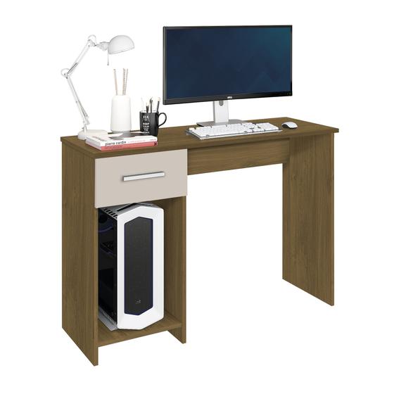 Mesa de Estudos Escrivaninha p/ Quarto Notebook Cumaru/Off White Prisma ...