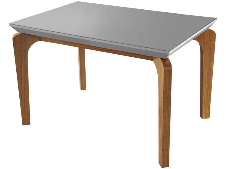 Mesa de Jantar 6 Lugares Retangular - Grafite e Imbuia Tampo de Vidro ...