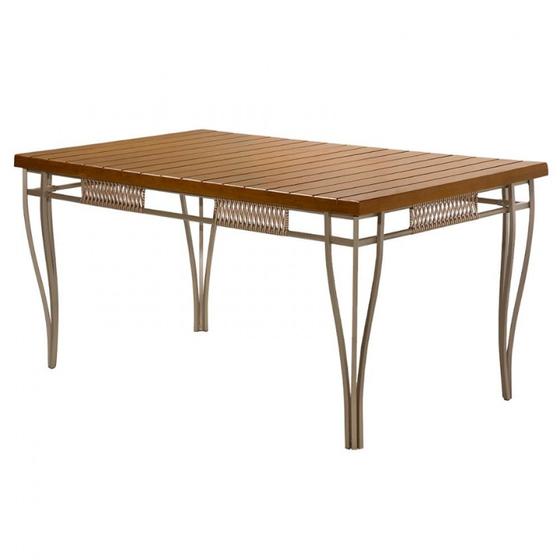 Mesa de Jantar 6 Lugares Tampo de Madeira Geane Aço Nobre - Aco Nobre ...