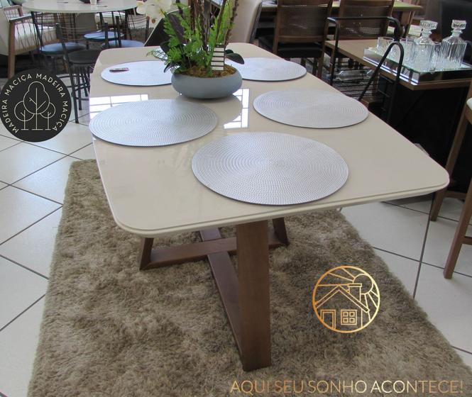 Mesa De Jantar Bennett C/ Vidro 160 Cm Natural C/ Vidro Off White ... Mesa De Jantar Bennett C/ Vidro 160 Cm Natural C/ Vidro Off White ...