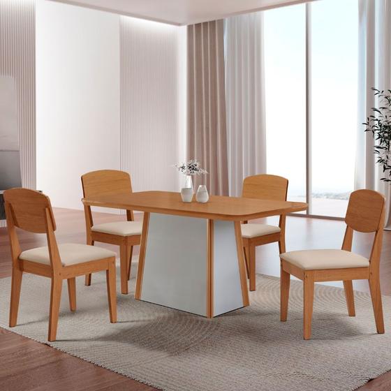 Mesa de Jantar Diane 120cm Tampo MDF Laminado com 4 Cadeiras Copper ...