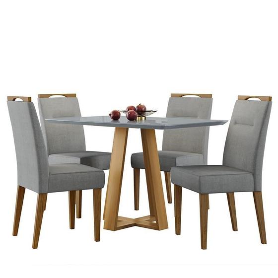Mesa de Jantar Lectus 120x80 com 4 Cadeiras Itália Ipê/Cinza - PR ...