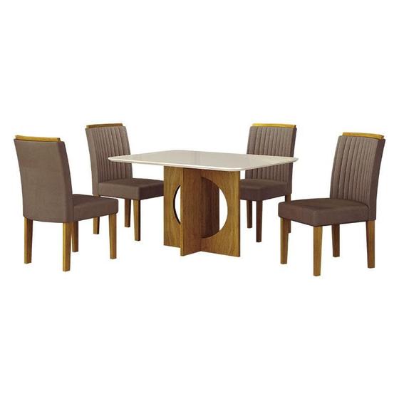 Mesa de Jantar Lorena Plus 120x80 Freijó Off White com 4 Cadeiras Jade ...