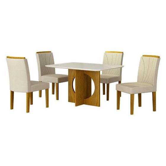 Mesa de Jantar Lorena Plus 120x80 Freijó Off White com 4 Cadeiras ...