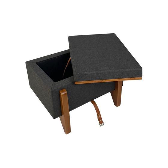 Mesa De Madeira E Banco Baú Flex Retangular Linho Chumbo - Inove Moveis ...