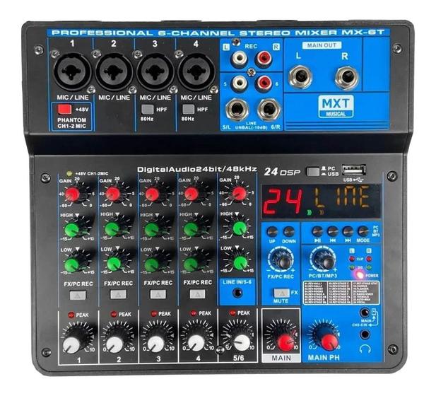 Mesa De Som 6 Canal Usb Gravador Bluetooth Mxt - Mesa de Som / Mixer ...