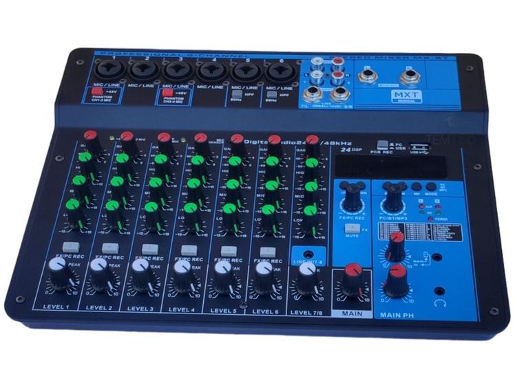 Mesa de som mixer console 8 canais phantom profissional - TEMTEC - Mesa ...