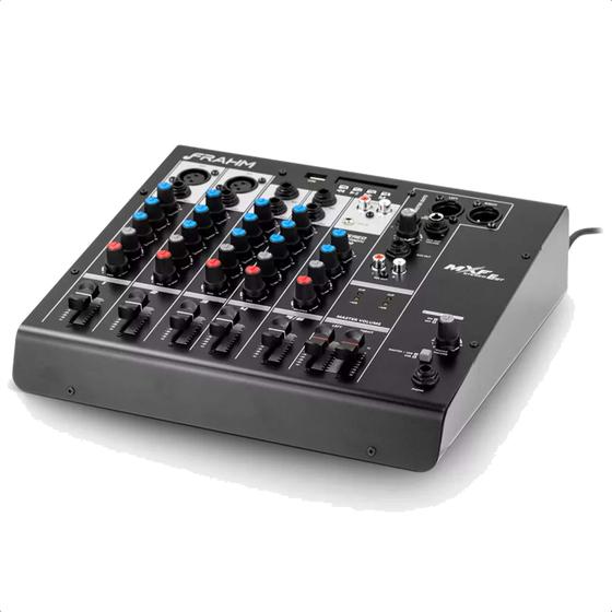 Mesa de Som Mixer Frahm 6 Canais Bluetooth, XLR, P10, RCA e P2 Função ...