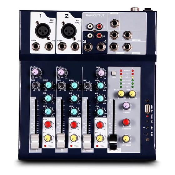 Mesa de Som Mixer Profissional 4 Canais Bivolt USB MP3 Efeito DSP ...