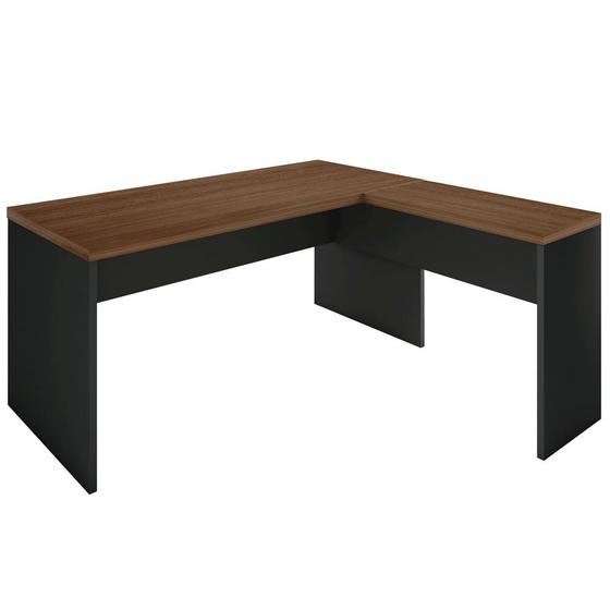Mesa em L para Escritório Stock Móveis Essencial Mad/Preto - STOCK ...