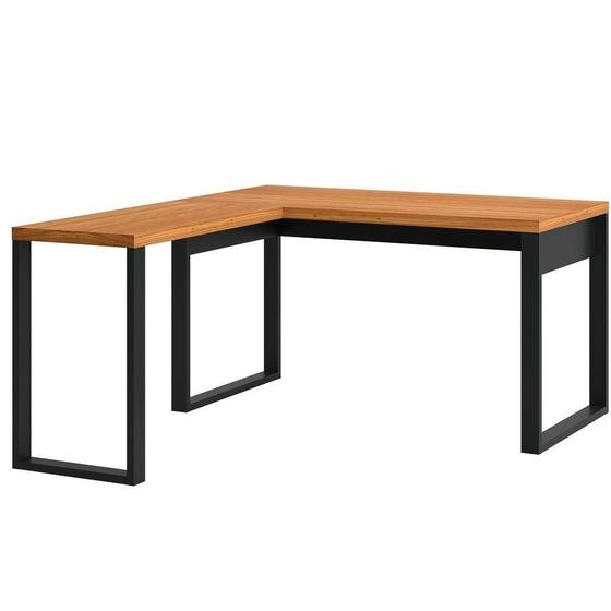 Mesa Escritório Em L Estilo Industrial F22 Freijó/Preto Fosco - PRADEL ...