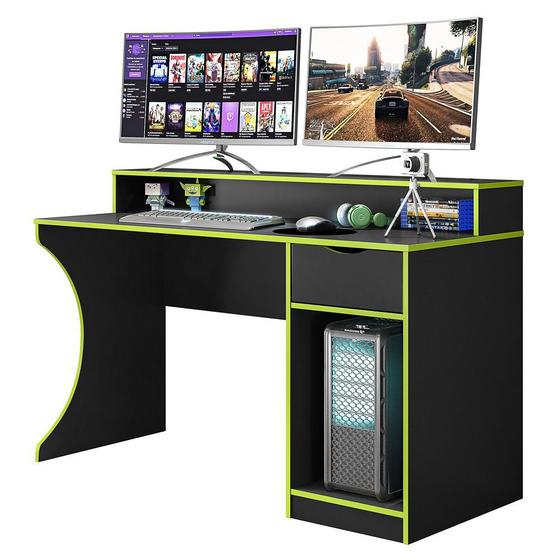 Mesa Escrivaninha Para Computador Setup Gamer Seraph 1 Gaveta Preto ...