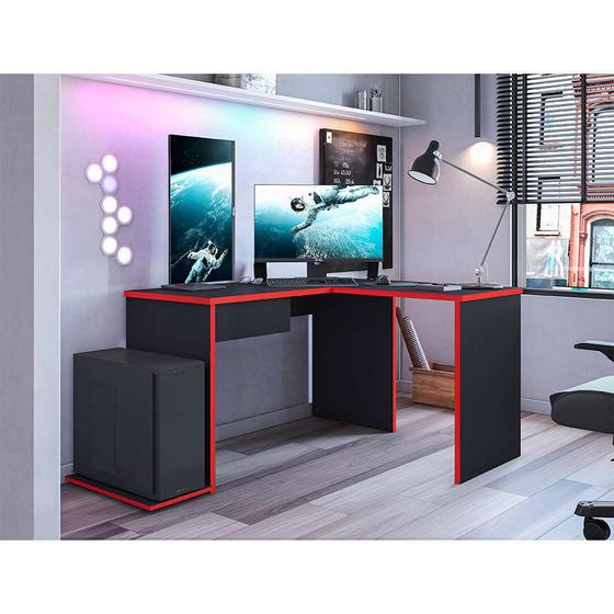 Mesa Gamer de Canto DRX 1 GV Preta e Vermelha - Móveis Leão - Mesas ...