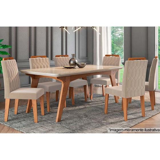 Mesa Jantar Cimol Selena+6 Cadeiras Paola Savana/OW/Nude - Conjunto ...