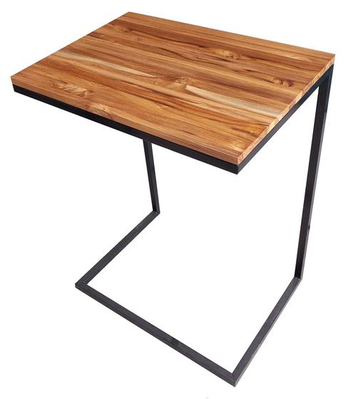 Mesa Lateral Aço Sofá Cama Notebook 55x40 Tampo 100% Madeira - Moveraço ...
