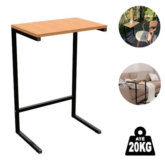 Mesa Lateral Delin Encaixe Sofá Café Comida Notebook Estilo Industrial ...