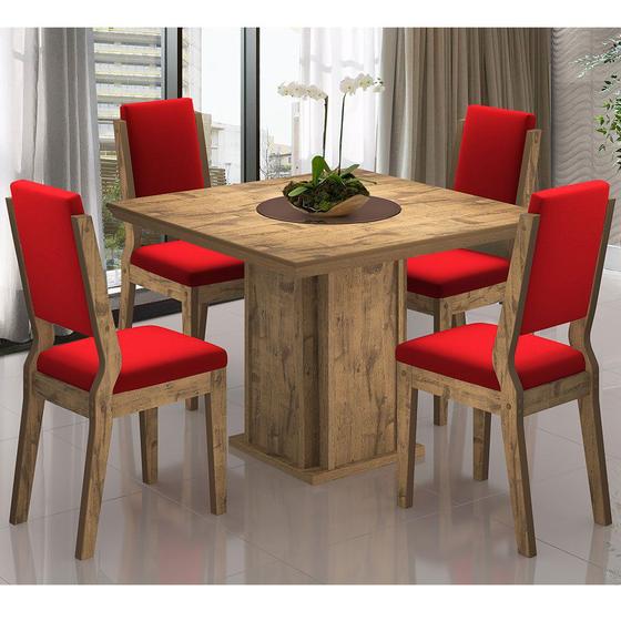 Mesa Lavínia Prato Giratório e 4 Cadeiras Carol New Ceval - Mesa de ...