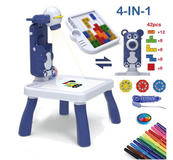 Mesa Magica Brinquedo Projetor Ursinho Azul Desenho Pintar Infantil ...