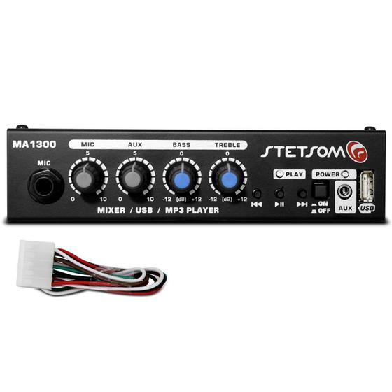 Mesa Mixer Stetsom MA 1300 12V 1 Canal P10 USB Auxiliar P2 RCA Bandas ...