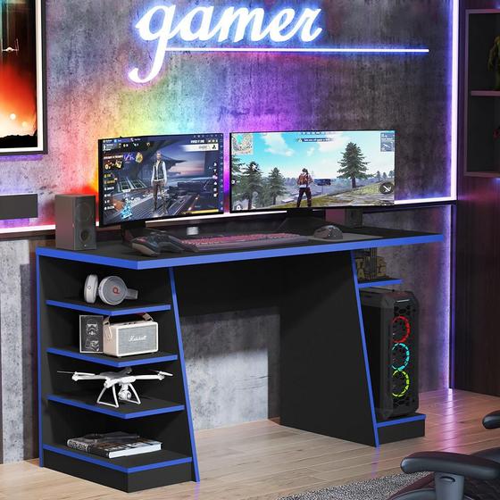 Mesa Para Computador / Gamer Xp Black Azul - Jm3 Móveis - J3 Móveis ...