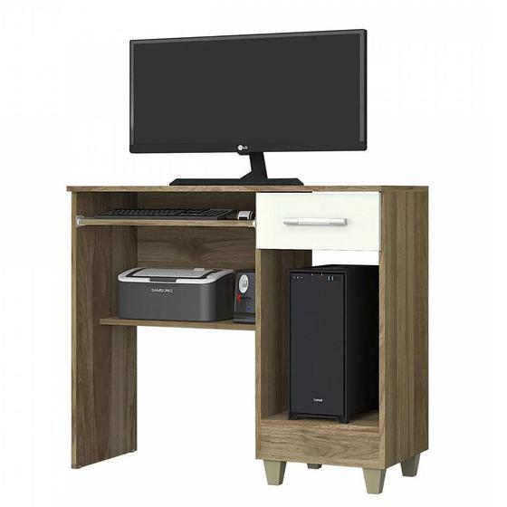 Mesa para Computador Magno Zambee Freijó/Off White - Escrivaninha ...