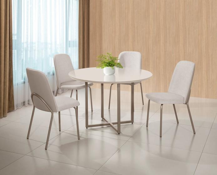 Mesa redonda jantar romana rubia 4 cadeiras dubai dara - Conjunto Sala ...