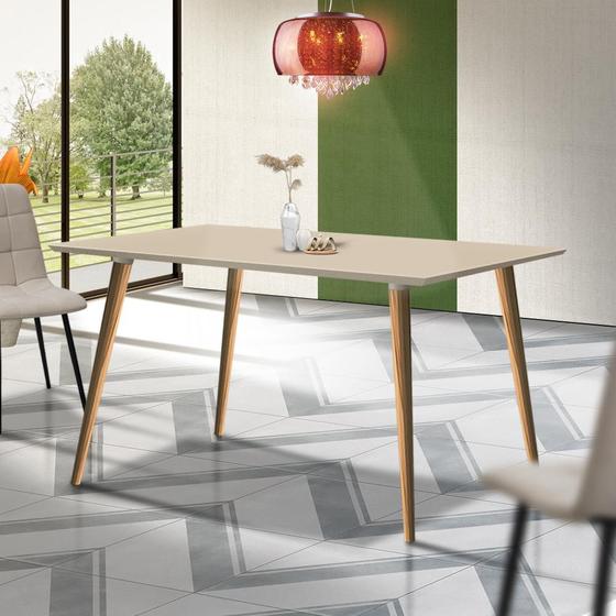 Mesa Retangular Com Canto Arredondado Para 6 Cadeiras 160cm Off White ...