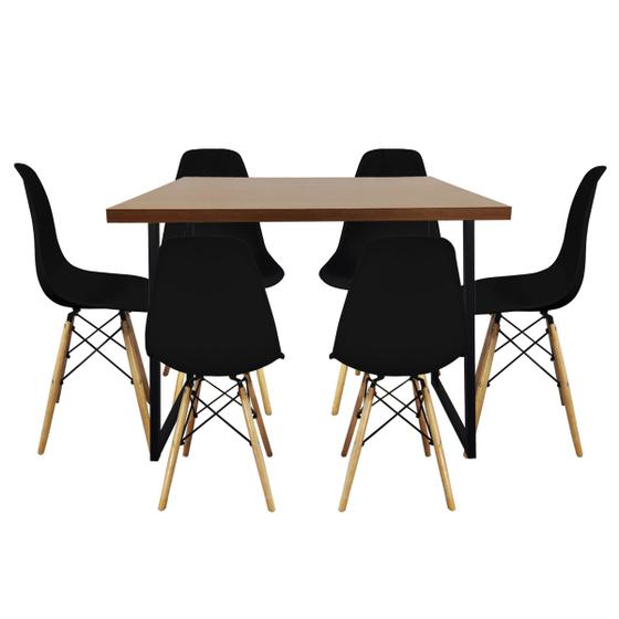 Mesa Retangular MDF e Metalon 120x80cm + 6 Cadeiras Eames Eiffel - E ...