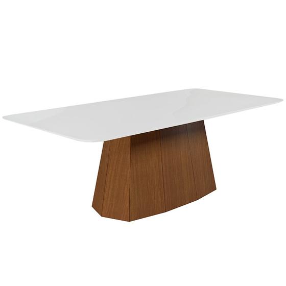 Mesa Sala de Jantar 8 Lugares 218cm Tampo com Vidro Retangular Talocan ...