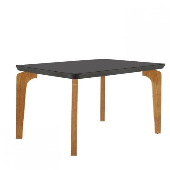 Mesa Sala De Jantar Liz 120cm Em Mdf E Vidro Com Canto Copo Grafite ...