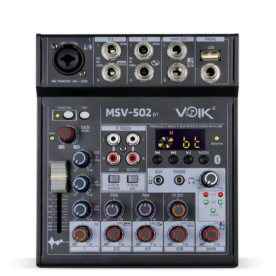 Mesa Som 5 Canais Bluetooth Usb Phantom Power MSV-502bt Voik - Mesa de ...
