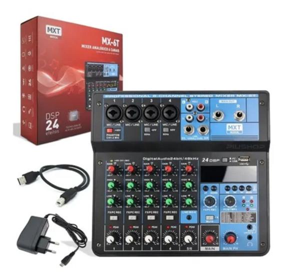 Mesa Som 6 Canais Bluetooth Interface Usb Mxt Mx-6t Original - Mesa de Som / Mixer - Magazine Luiza