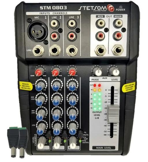 Mesa Som Stetsom Stm0803 Processador Mixer Aux Mic Xlr Trio - Mesa de ...