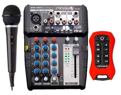 Mesa Stm1003 3Canais Bt Sd Fm Auxiliar Controle + Microfone - Stetsom ...