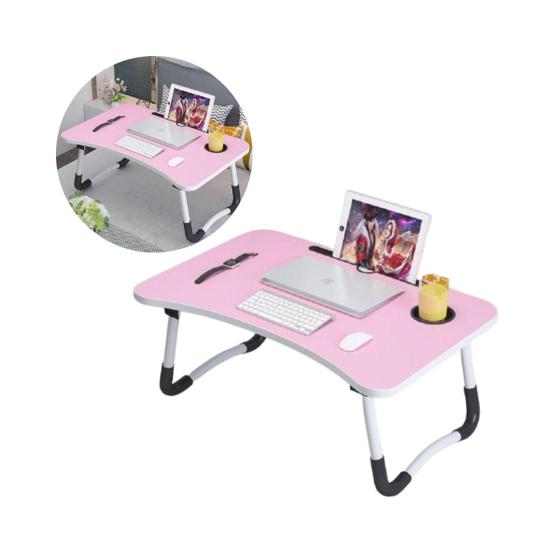 Mesinha Portátil Laptop notebook Tablet Dobrável Leve com Porta Copo ...