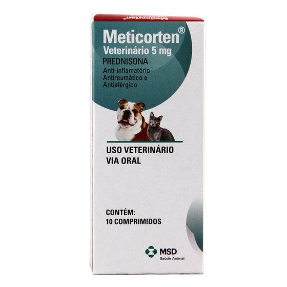 Meticorten Veterinário 5mg 10 Comprimidos Msd Cães E Gatos - Anti ...