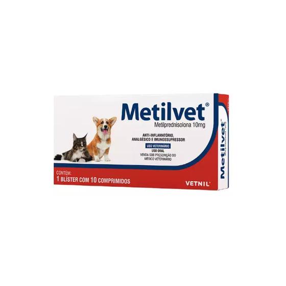 Metilvet 10mg 10 comprimidos - Vetnil - Anti-Inflamátório - Magazine Luiza