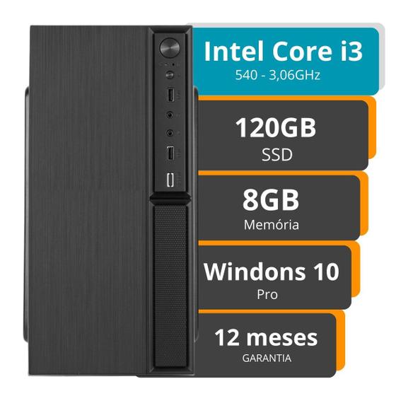 Micro Computador Desktop Intel I3-540 1º geração, 8gb Memória, Ssd 120 ...